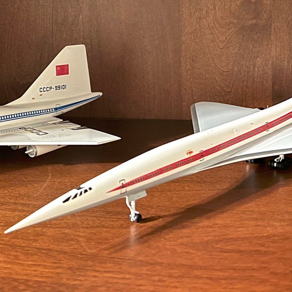 The Supersonic Aircraft Tupolev Tu-244 in 1-200 Scale. Model on Landing ...