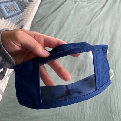 Anti-fog Clear Window Face Mask Adult Navy Blue - Etsy