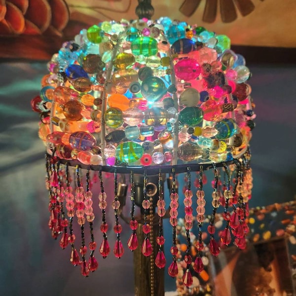 Beaded Lampshade With Fringe Handmade - Etsy