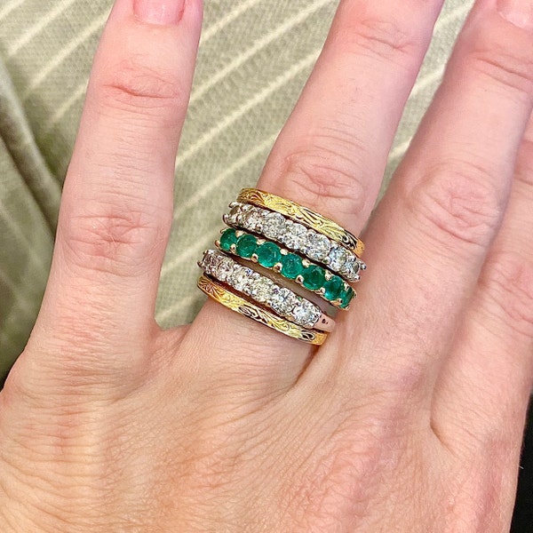 Vintage Filigree Wedding Band Stacking Ring Antique Floral Wedding Ring ...