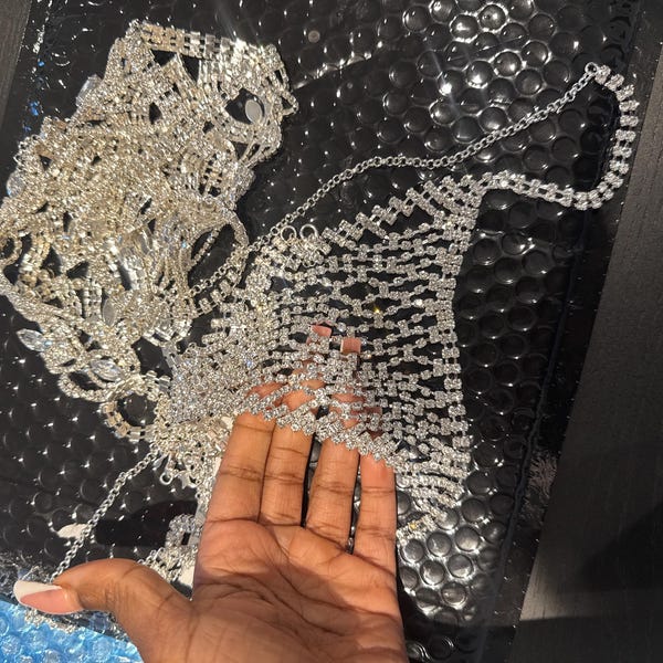 Reyna Burlesque Crystal Lingerie and Bodychain Set Golden ...