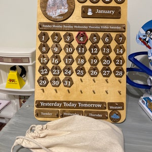 Wooden Perpetual Calendar for Kids,montessori Classroom, Homeschool ...