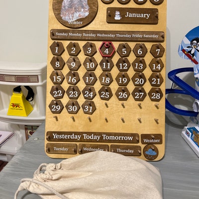 Wooden Perpetual Calendar for Kids,montessori Classroom, Homeschool ...