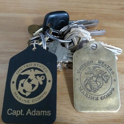 Personalized Keychain Custom Engraved Keyring Marine Keychain Black ...