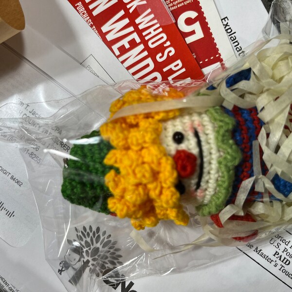 Colorful Clown Keychain, Cute Clown Keychain, Crochet Clown Keychain ...