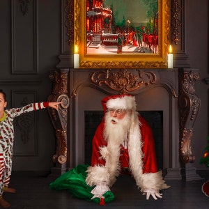 Santa Digital Backdrop Santa Reading Magic Book Santa With - Etsy