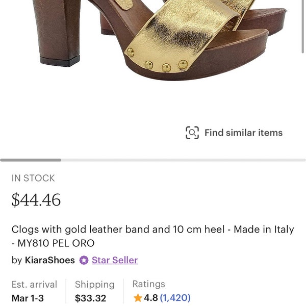 Clogs With Gold Leather Band and 10 Cm Heel - Made in Italy - MY810 PEL ...
