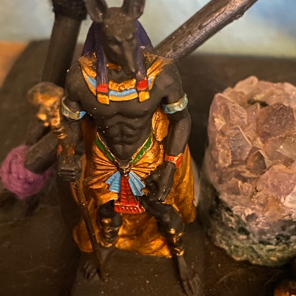 Vintage Anubis Mini Statue - Small Hand-painted Ancient Egyptian Jackal ...