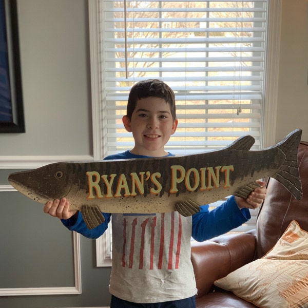 Musky Folk Art Hand Painted Large Wood Musky Fish Cabin Art - Etsy