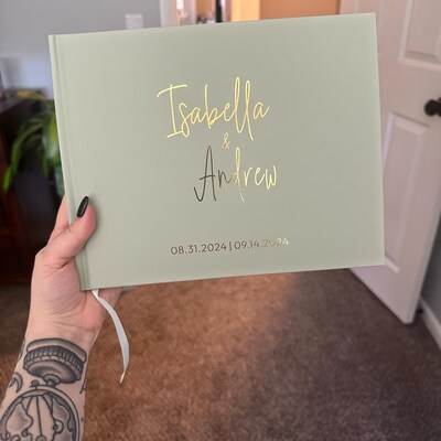 Linen Wedding Guest Book Personalized Reception Guestbook Engagement ...