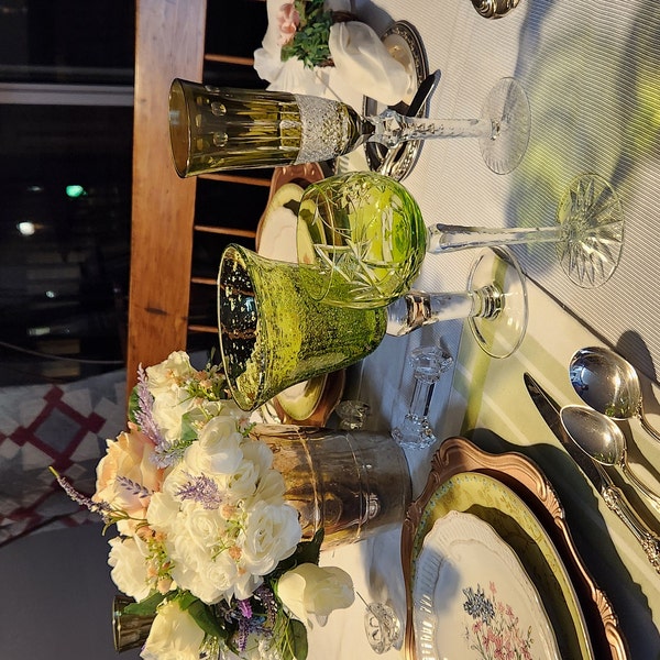 Emerald Green Stem Luminarc Wine Glasses Vintage Stemmed Wine Glass Set Of 8 French Green