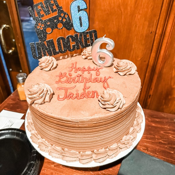 Level Unlocked Cake Topper, Glitter Cake Topper, Gamer Cake Topper ...
