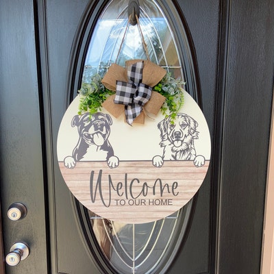Custom Dog Door Hanger Personalized Dog Welcome Sign Pet Door Hanger ...