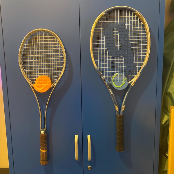 Tennis Racquet Hanger, Easy Stick-on Wall Mount, Racket Organizer ...