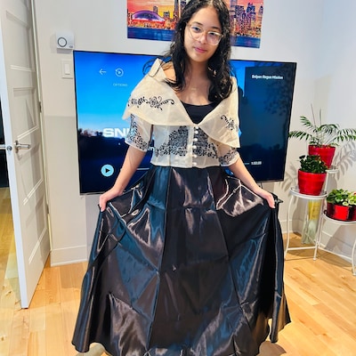 Traditional Filipiniana Maria Clara Alampay With Black Skirt - Etsy