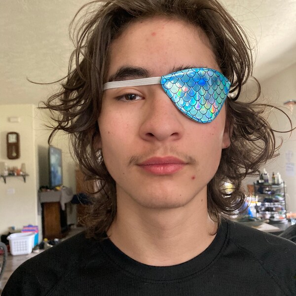 Mermaid Eye Patch Prismatic Blue Green Fish Scales Ocean Beach Fashion ...