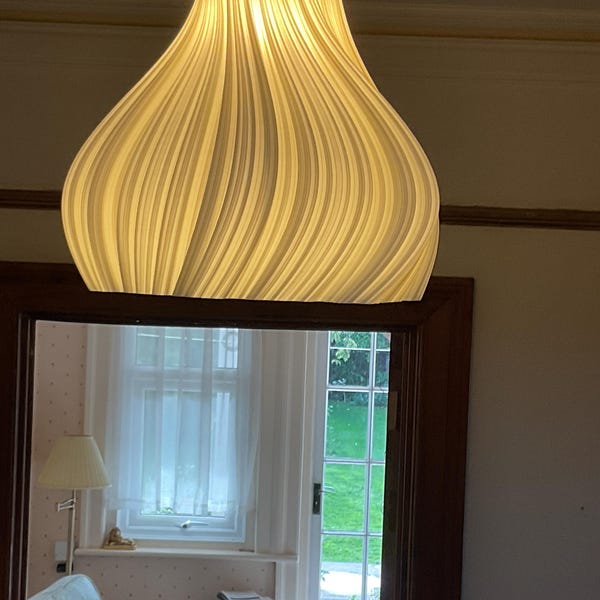 Modern Wavy Opaque Glass-like Pendant Lampshade - Sleek Soft-glow ...