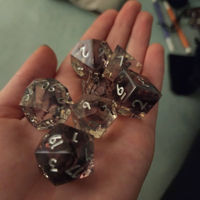 Shipwrecked Handmade Sharp Dice Teal/white/clear Resin Cast Dice Set of ...