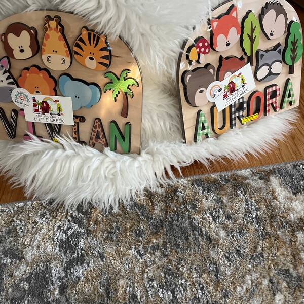 Safari Jungle Zoo Themed Name Puzzle, Gift for Kids, Personalized Name ...