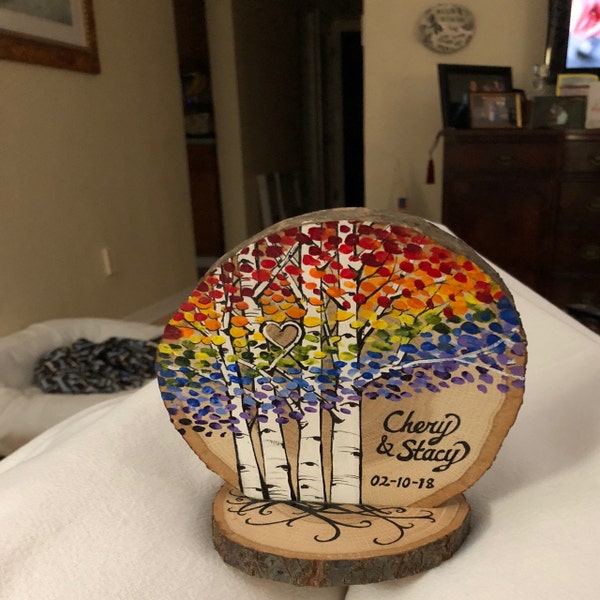Rainbow Birch Aspen Trees Colorful Wedding Cake Topper #2016JL06 - Etsy