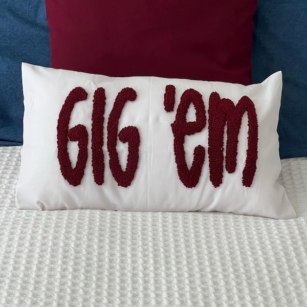 Gig 'em Embroidered Throw Pillow, Texas A&M Aggies, College Home Decor ...