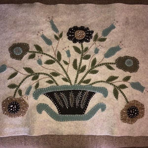 Modern Farmhouse Penny Runner, Printed Pattern wool Applique, Penny Rug ...