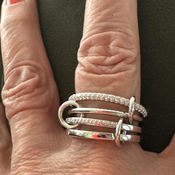 Silver Connected Rings, Stacking Rings, Linked Bands, Layering Rings - Etsy