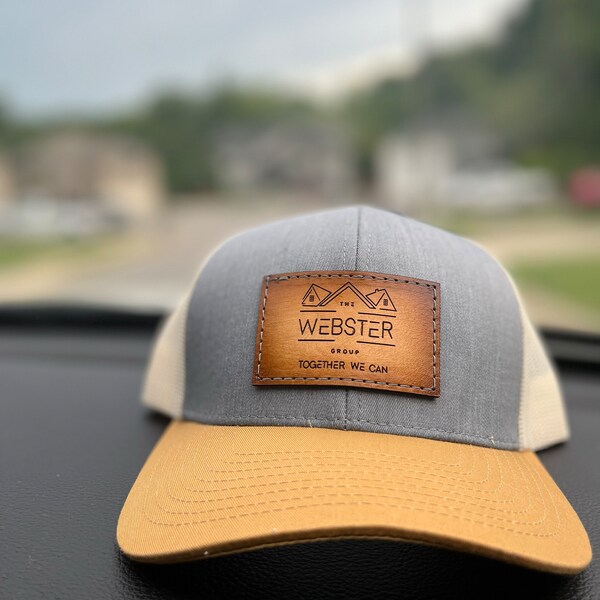 Custom Leather Patch Baseball Hats Sewn on Hand Finished Leather Custom ...