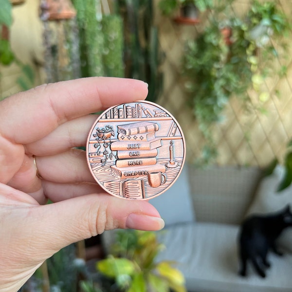 One More Chapter Go to Bed Decision Coin Bookish Gift Copper Silver ...