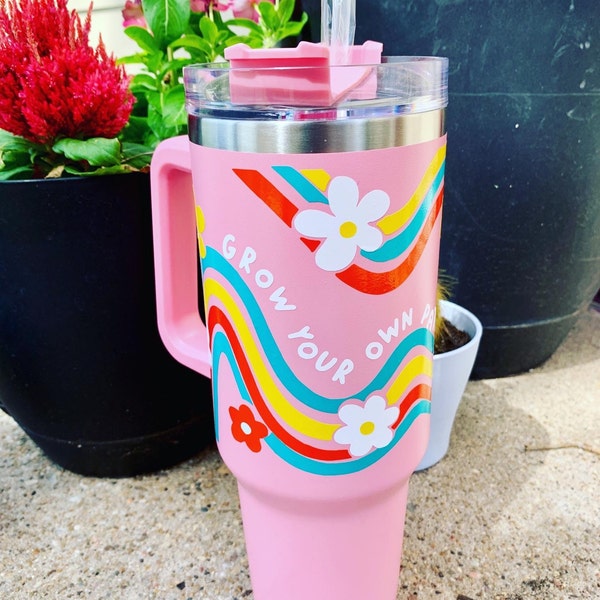 DAISY RAINBOW 40 Oz TUMBLER Svg, Stanley 40oz Tumbler Wrap, Stanley Cup ...