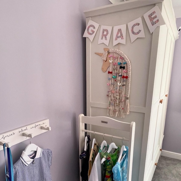 Unicorn Hair Clip Hanger, Boho Hair Accessories Organizer, Macrame Bow ...