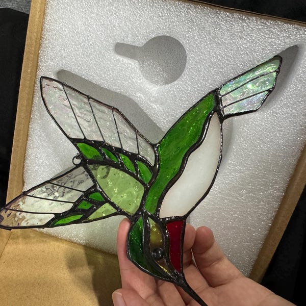 Hummingbird Stained Glass Window Hanging100% Handmade Window Decor ...