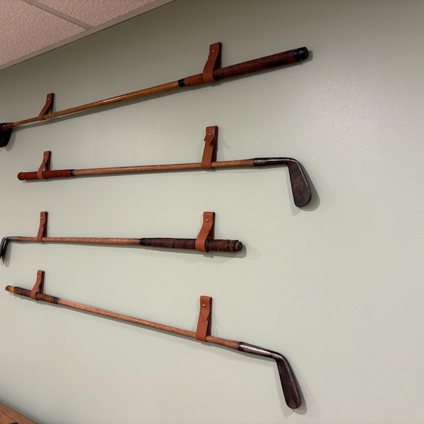 Leather Vertical Golf Club Wall Hanger Bracket, Golf Club Holder, Golf ...