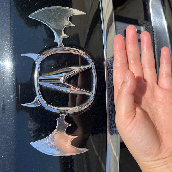 Chrome Bat Wings Car Emblem Sticker Silver Badge Gothic Devil Horns ...