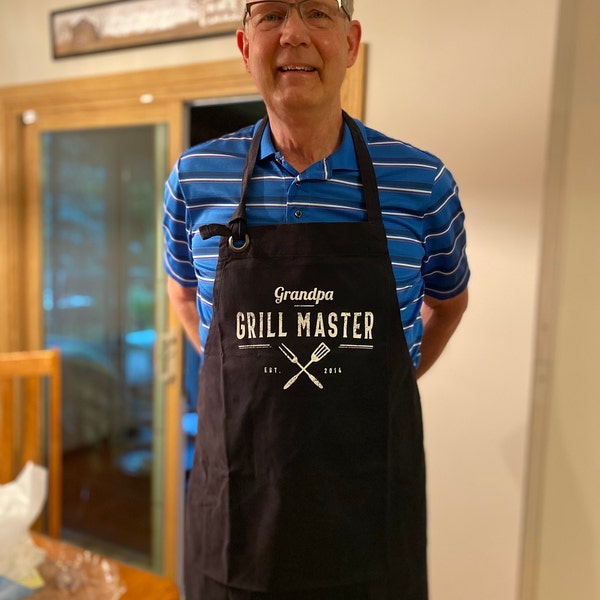 Grillmaster Custom Apron With Name – Top Chef Design, BBQ Gift for Dad ...