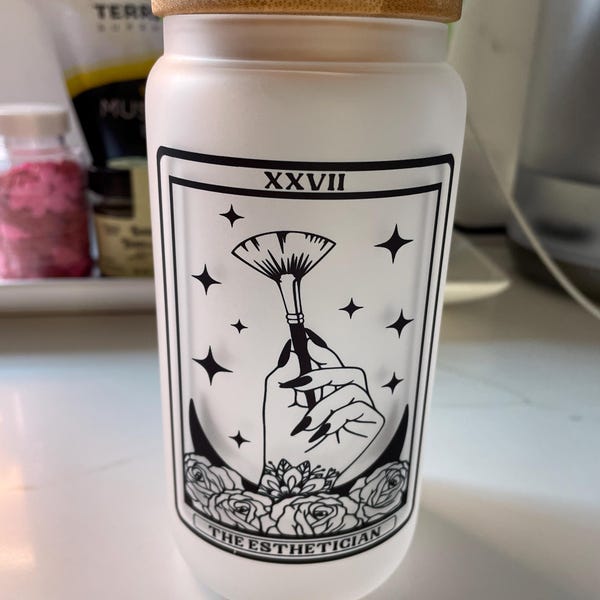 The Stoner Tarot Card Beer Glass With Bamboo Lid / Stoner Gift / Gift for Stoner / Marijuana ...