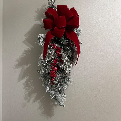 Snow Flocked Jingle Bell Door Swag - Etsy
