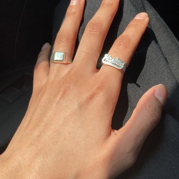 Custom One-line Nameplate Ring - Etsy