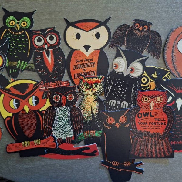 Vintage Halloween Owl Paper Cut Outs, Vintage Halloween Decorations ...
