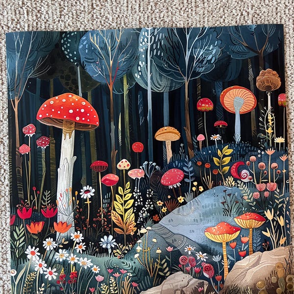 Enchanted Forest Whimsical Woodland Canvas Framed Wall Art, Magical ...