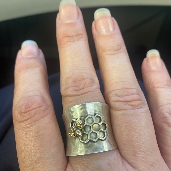 Bee Ring, Sterling Silver Opal Ring, October Birthstone, Save the Bees ...
