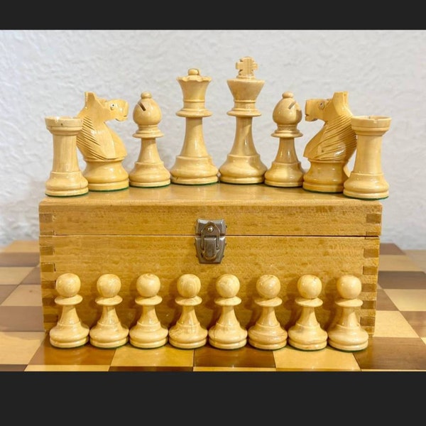 Wooden Chess Set Made in Germany 60s Vintage in Original Box. Great ...