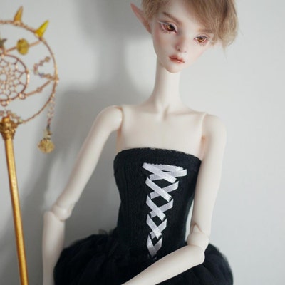 Iplehouse SID Corset SD BJD 1/3 Girl Doll Victorian Corset With Boning Black & Gray Overbust ...