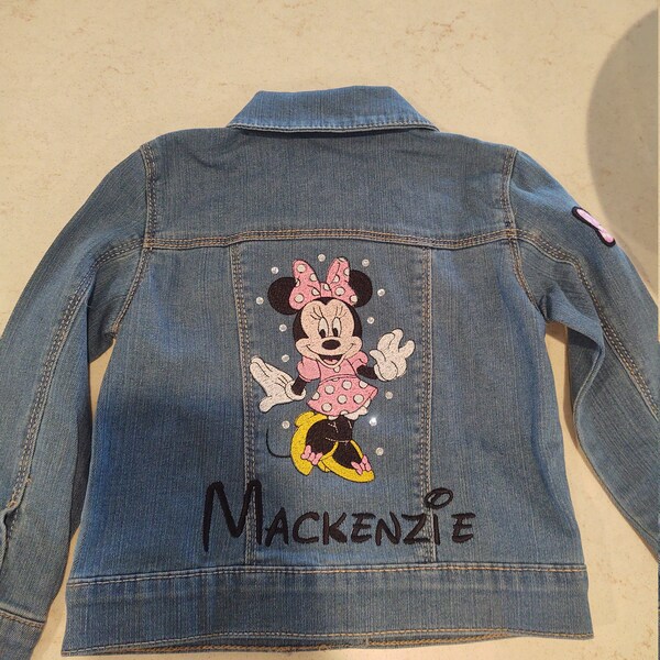 Girls Pink Embroidered Disney Jacket With Swarovski Crystals, Minnie ...