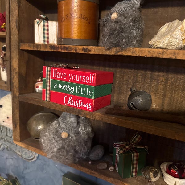 Christmas Mini Wood Book Stack/ Have Yourself a Merry Little Christmas ...