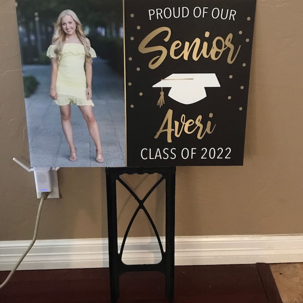Senior Yard Sign, Graduation Yard Sign, Gold Graduation Sign, Photo ...