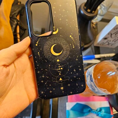 Moon and Floral Phone Case Stars Celestial Dark Themed Floral Case Navy ...