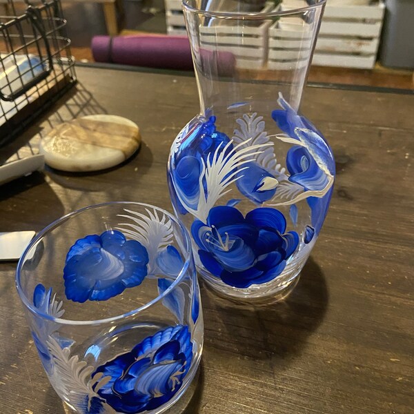 Wildflowers Hand Painted Glassware, Set of 2 Glasses, Mixed Flowers ...