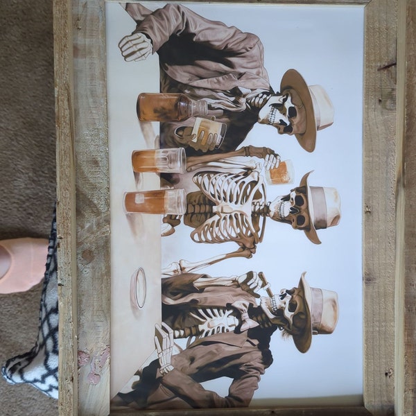 Wild West Remains: Retro Skeleton Cowboy Skull Art Print - Etsy