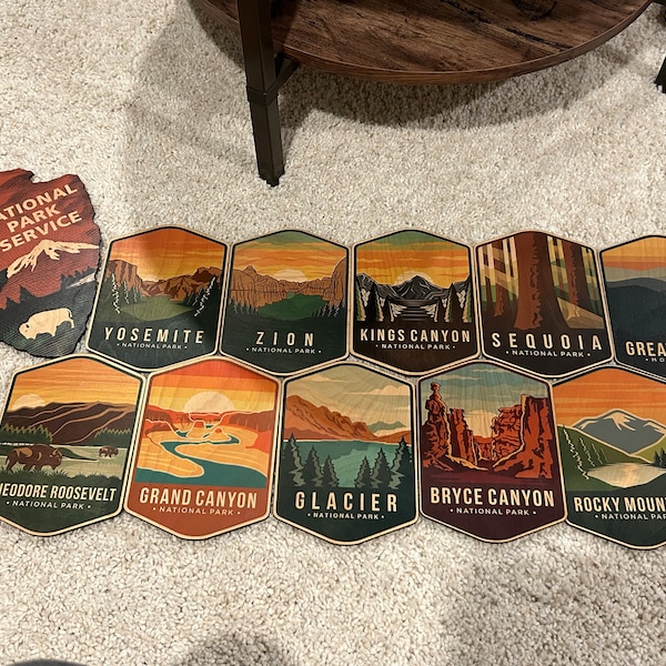 Any National Park, Wood Sign, Retro Designs; National Park Sign for All ...